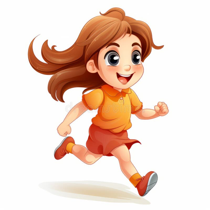 Cartoon Girl Running Vector Illustration Stock Illustration ...