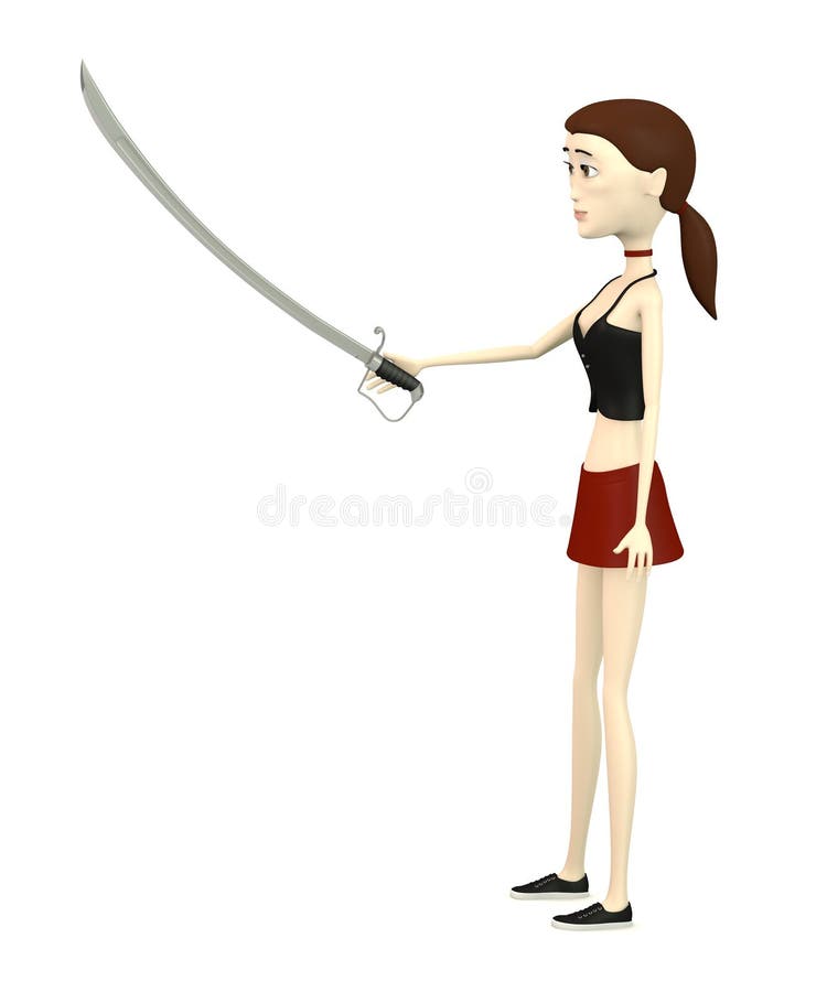 Cartoon girl with sabre stock illustration. Illustration of cartoon ...