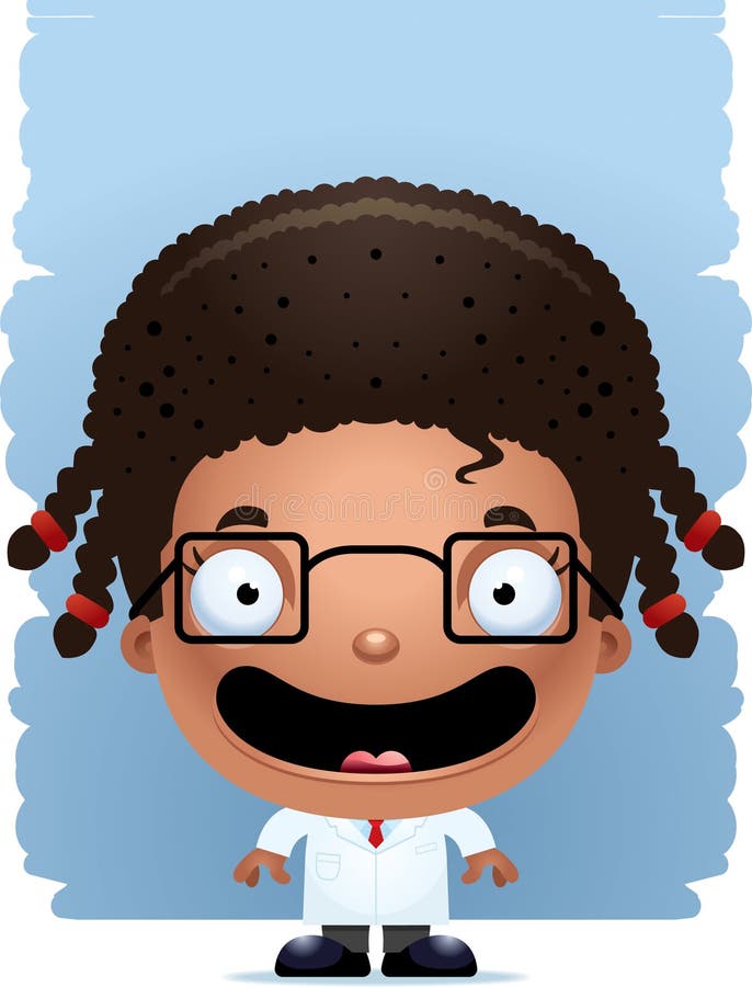 Cartoon Girl Scientist Smiling Stock Vector - Illustration of person ...