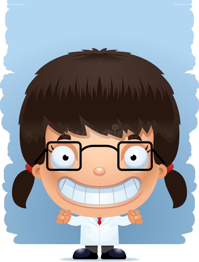 Cartoon Girl Scientist Smiling Stock Vector - Illustration of clipart ...