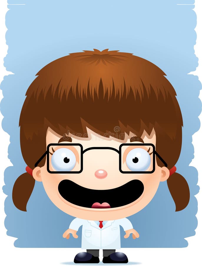 Cartoon Girl Scientist Smiling Stock Vector - Illustration of vector ...