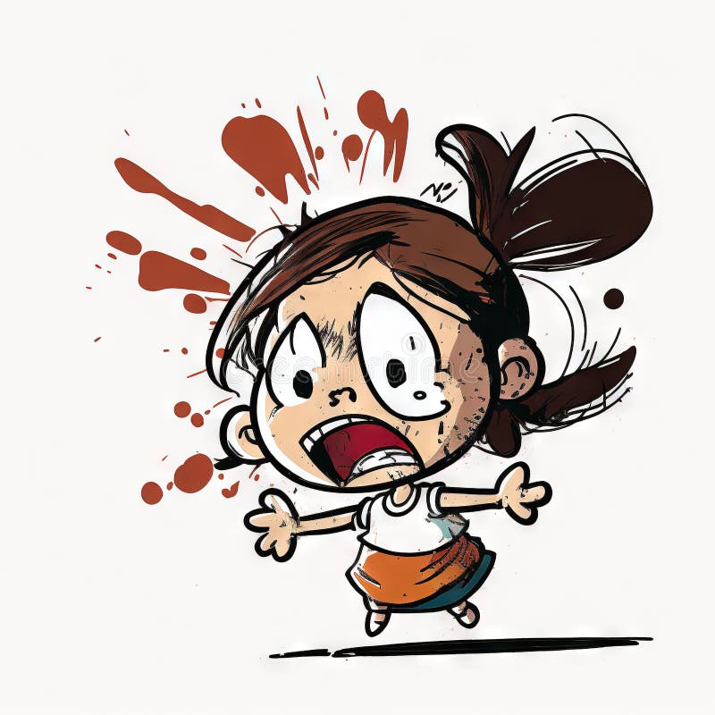A Cartoon of a Girl with a Shocked Look on Her Face Stock Illustration ...