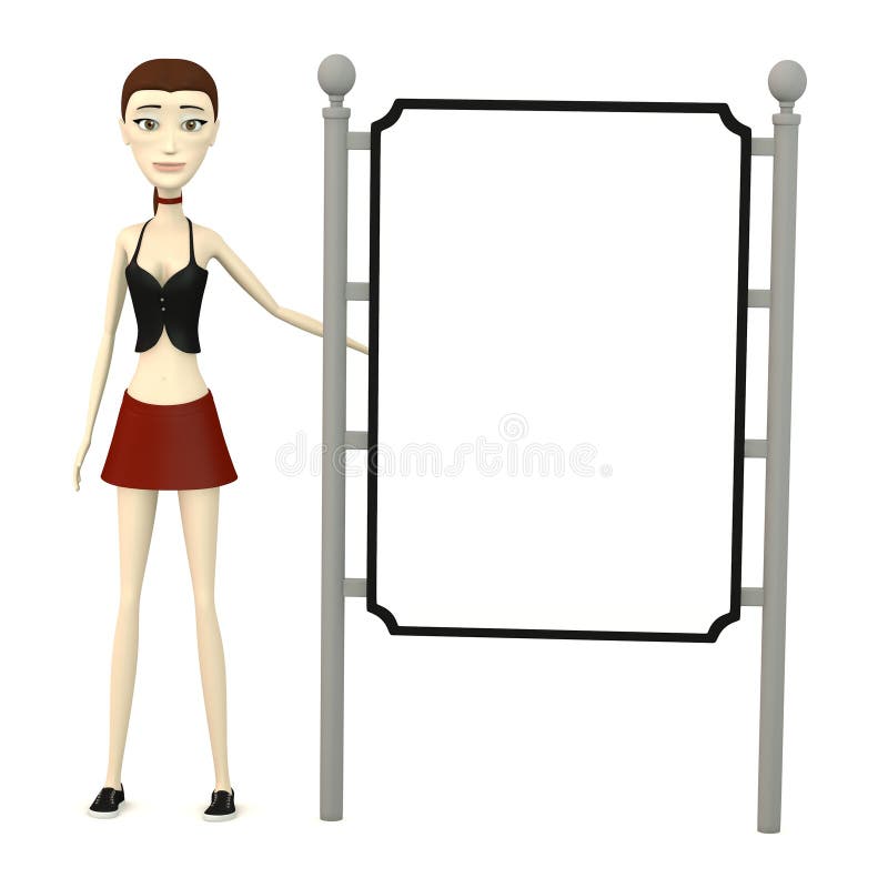 Cartoon girl with sign stock illustration. Illustration of sign - 31201544