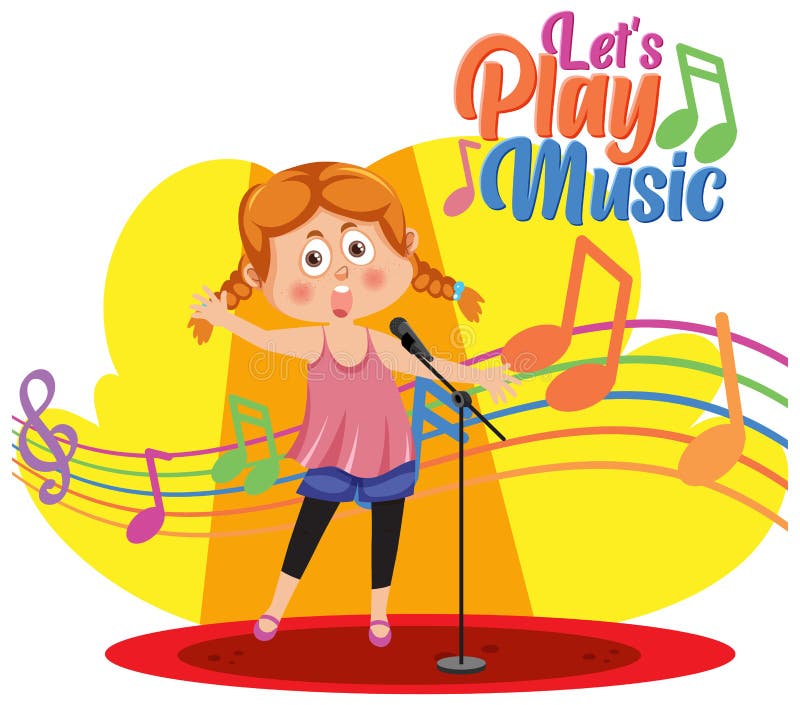 Cartoon Girl Singing on Stage Stock Vector - Illustration of kids ...