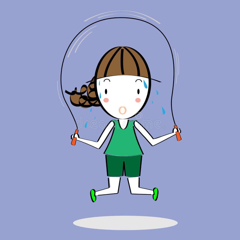 Cartoon girl skipping rope stock vector. Illustration of female - 44995197