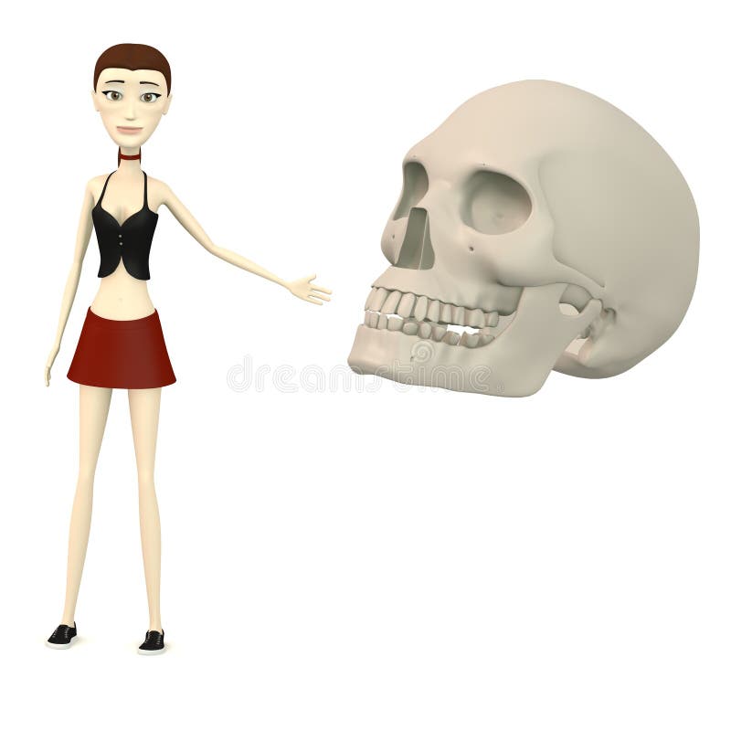 Cartoon girl with skull stock illustration. Illustration of female ...