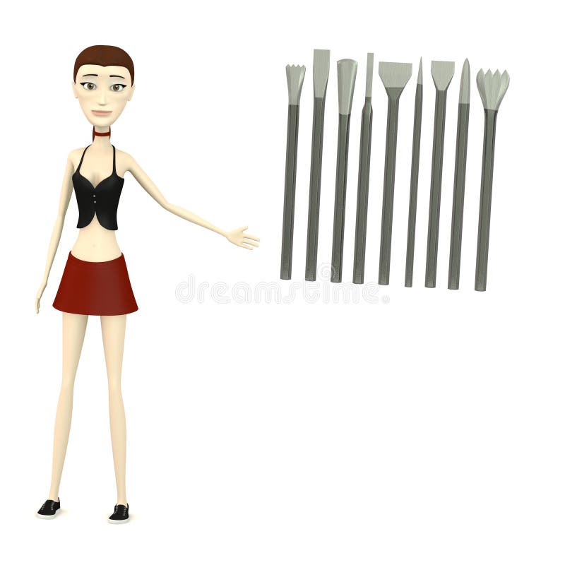 Cartoon Girl with Tools for Stonework Stock Illustration - Illustration ...