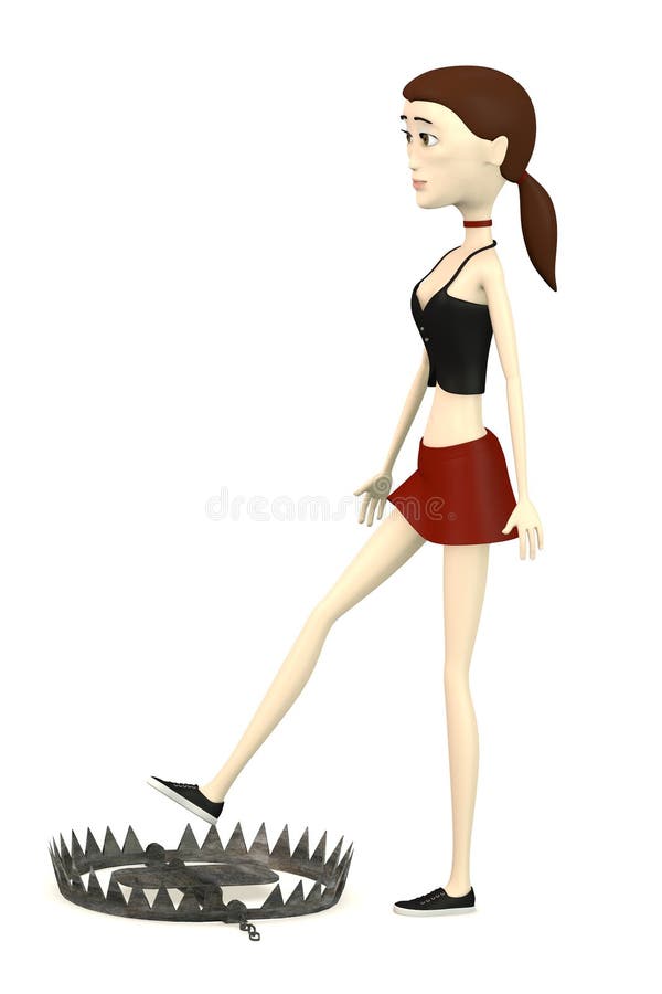 Cartoon girl with trap stock illustration. Illustration of bear - 30747819