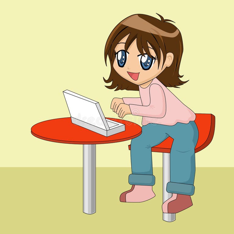 Girl Laptop Cartoon Stock Illustrations – 28,643 Girl Laptop Cartoon ...