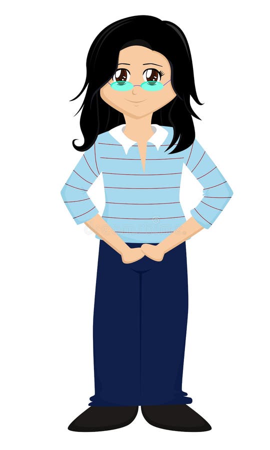 Cartoon Girl Wearing Specs stock vector. Illustration of striped - 2279716