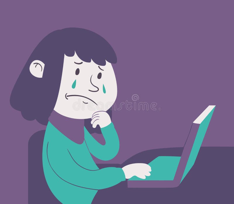 Crying laptop cartoon stock illustration. Illustration of clipart ...