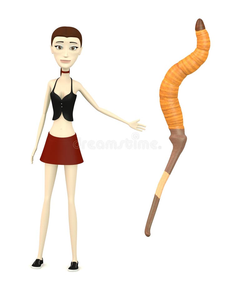 Cartoon girl with worm stock illustration. Illustration of human - 31042948