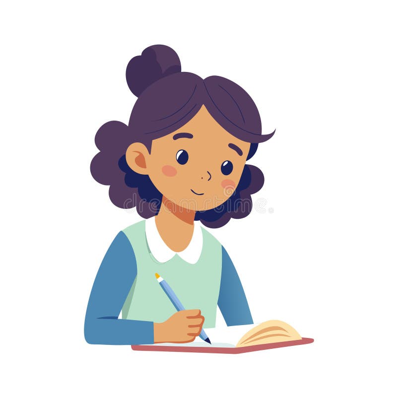 Cartoon Girl Writing Stock Illustrations – 9,560 Cartoon Girl Writing ...