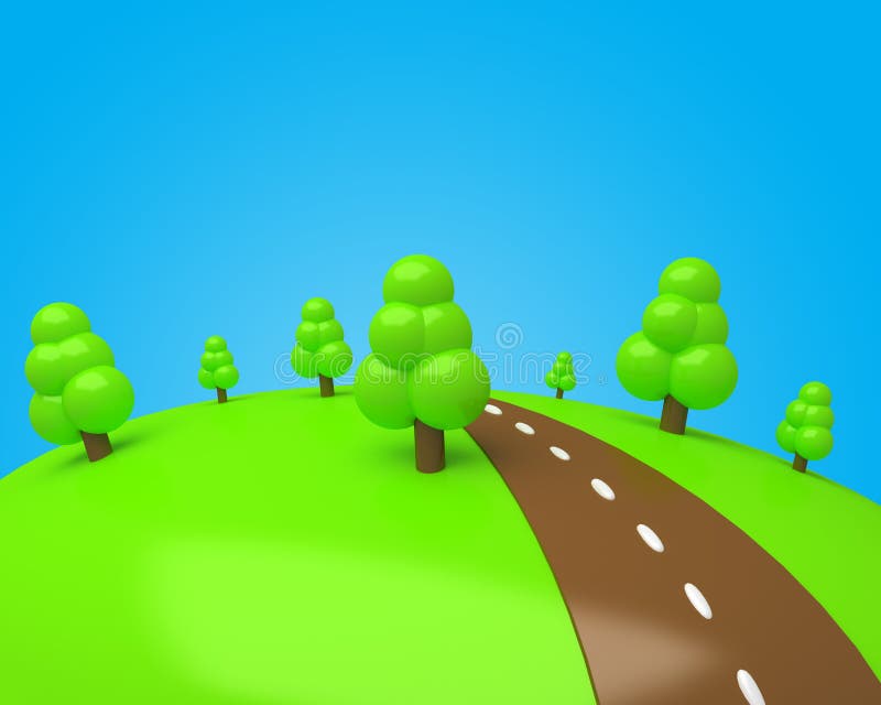 Cartoon Glade with Sweet Trees and Chocolate Road Stock Illustration ...