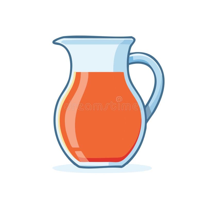 Cartoon Glass Pitcher of Refreshing Orange Juice or Fruit Punch Vector ...