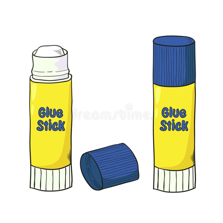 Cartoon Glue Stick on White Stock Vector - Illustration of sticky, tube ...