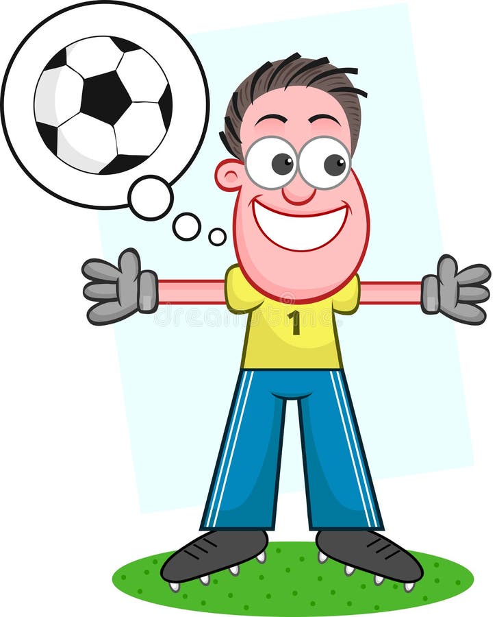 Cartoon Goalkeeper Thinking Stock Illustration - Illustration of bubble ...