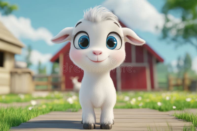Cartoon Goat on a Farm (Created with Stock) Stock Photo - Image of ...