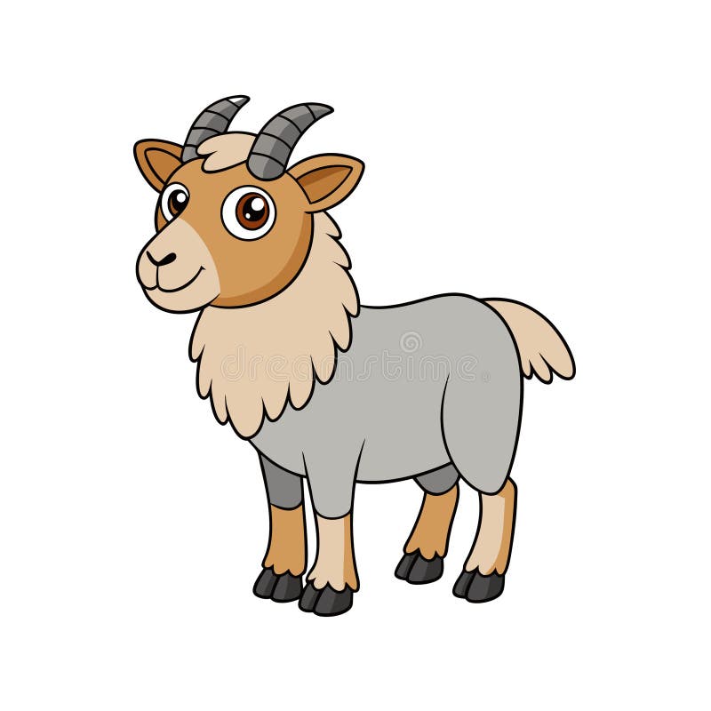 Cartoon Goat Illustration with Simple Shapes and Lines Stock ...