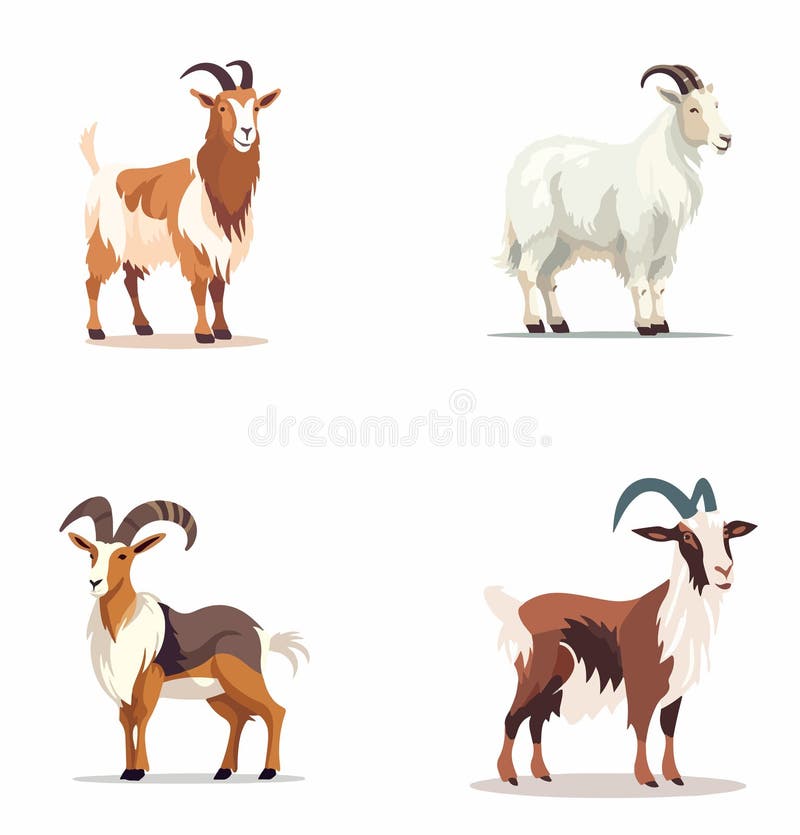 Cartoon Goat Isolated Flat Vector Set Illustration Stock Illustration ...