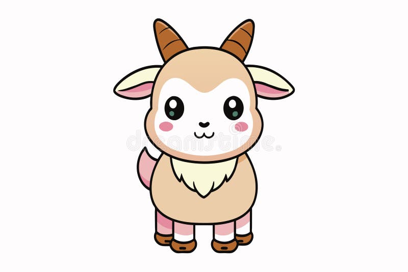 A Cartoon Goat with a Pink Nose and a White Face Stock Vector ...