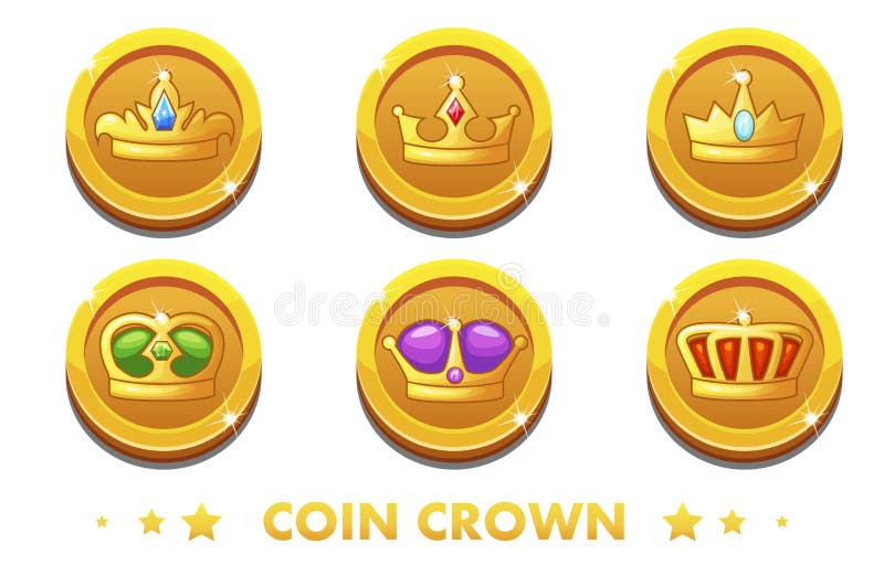 Cartoon Gold Coins with the Emblem Crown Stock Vector - Illustration of ...