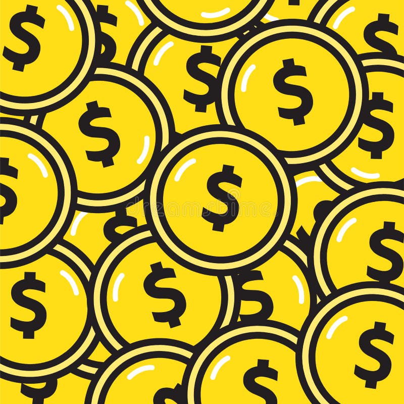 Cartoon Gold Dollar Coin Pattern Stock Vector - Illustration of design ...