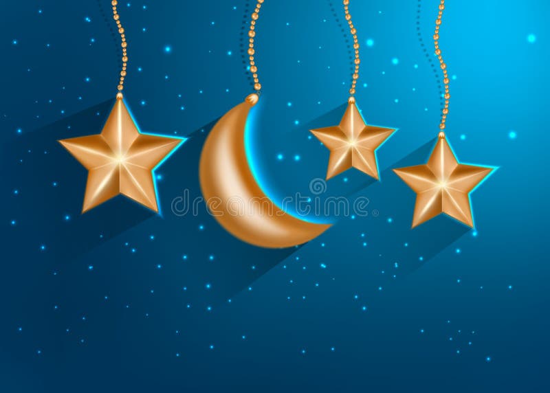 Cartoon Gold Stars in the Night Sky. Vector EPS 10. Stock Vector ...