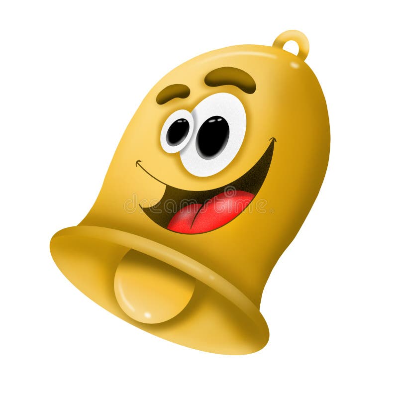 Cartoon Golden Bell on White Background, Illustration Stock ...