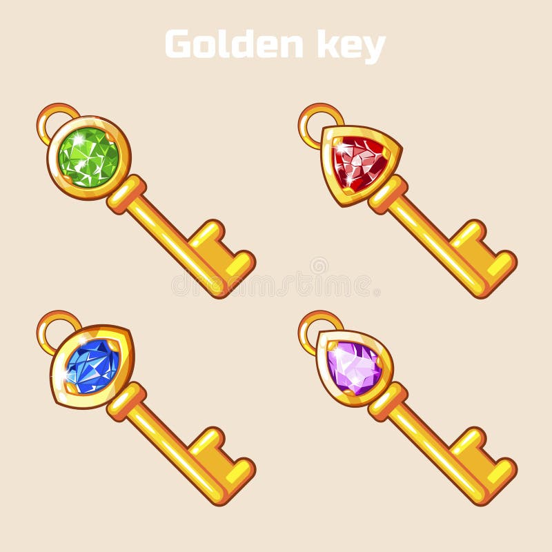 Cartoon Golden Key with Diamond Stock Vector - Illustration of brown ... Cartoon Golden Key with Diamond Stock Vector - Illustration of brown ...