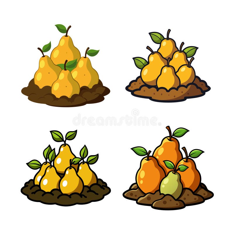 Cartoon Golden Pears Group Stock Illustrations – 8 Cartoon Golden Pears ...