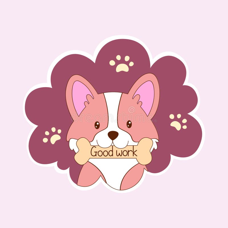 Cartoon Good Work Sticker, Good Work, Corgi Stock Vector - Illustration ...