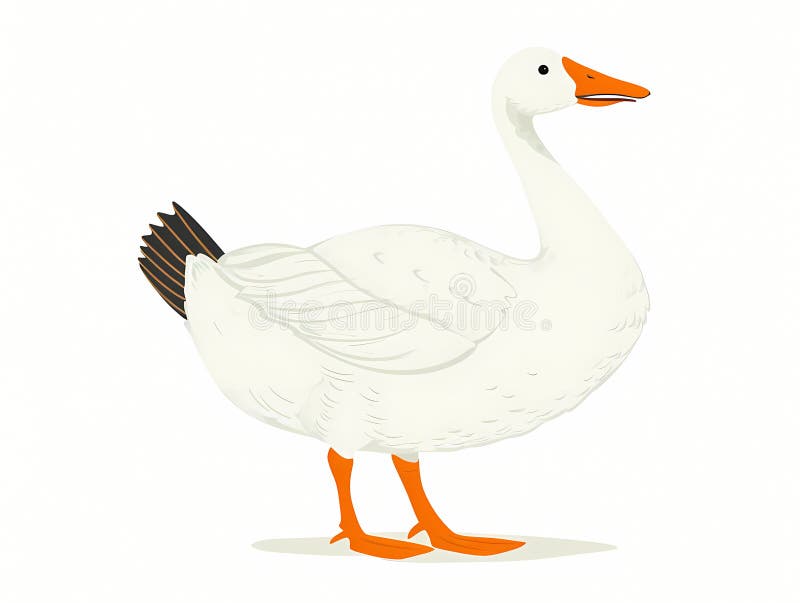 Cartoon Goose, a White Goose with Orange Feet Stock Illustration ...
