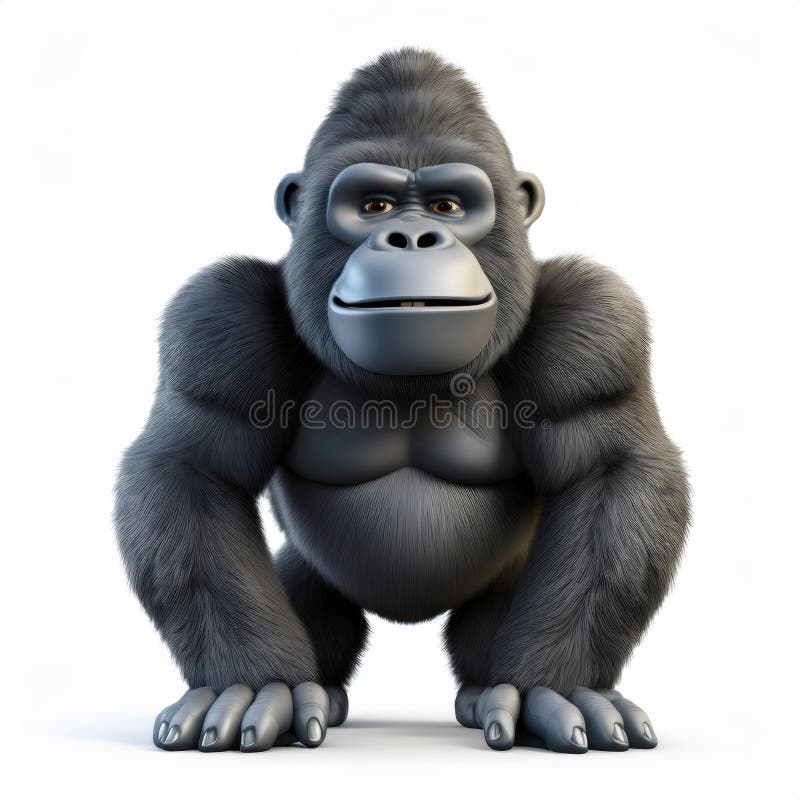 Cartoon Gorilla Character Smiling, Posing Playfully with Exaggerated ...