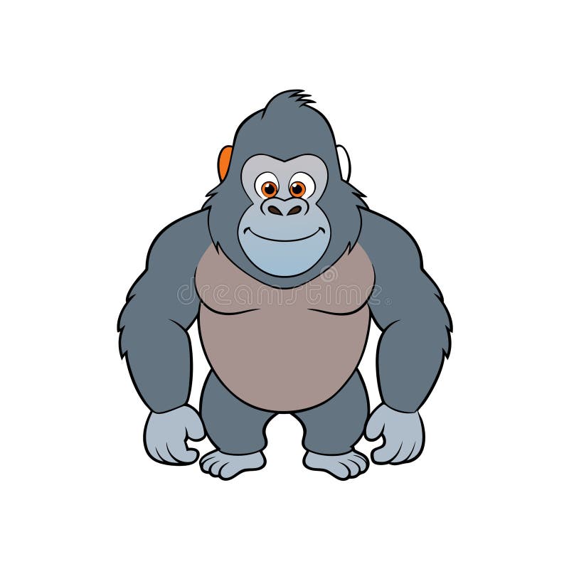 Cartoon Gorilla Character Standing Upright with a Friendly Expression ...