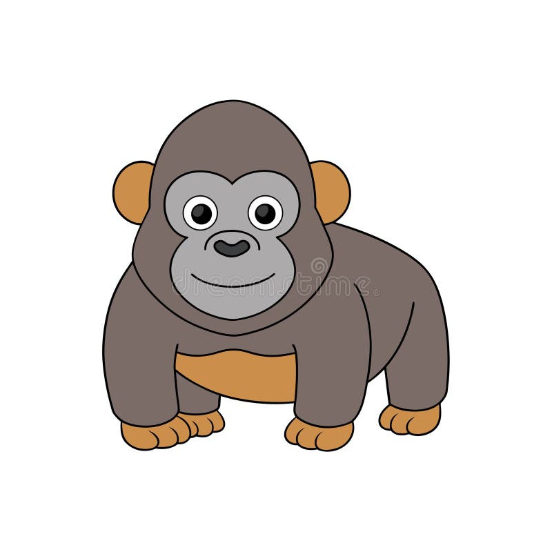 Cartoon Gorilla Illustration with Friendly Expression and Simple Design ...