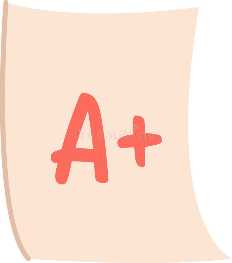 Cartoon Grade a Plus Sheet stock vector. Illustration of score - 377510954