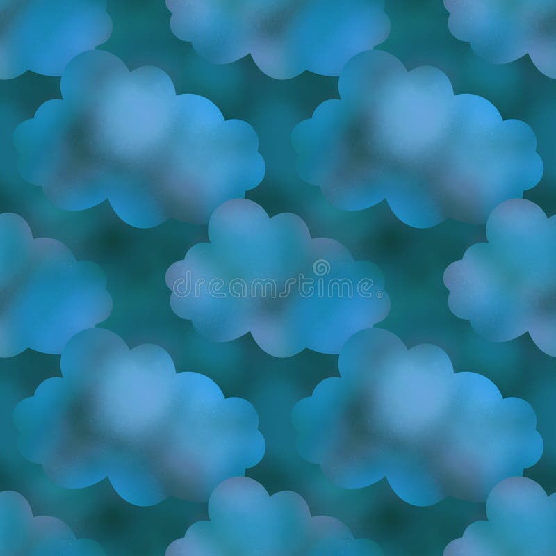 Cartoon Gradient Seamless Kawaii Clouds Pattern for Wrapping Paper and ...