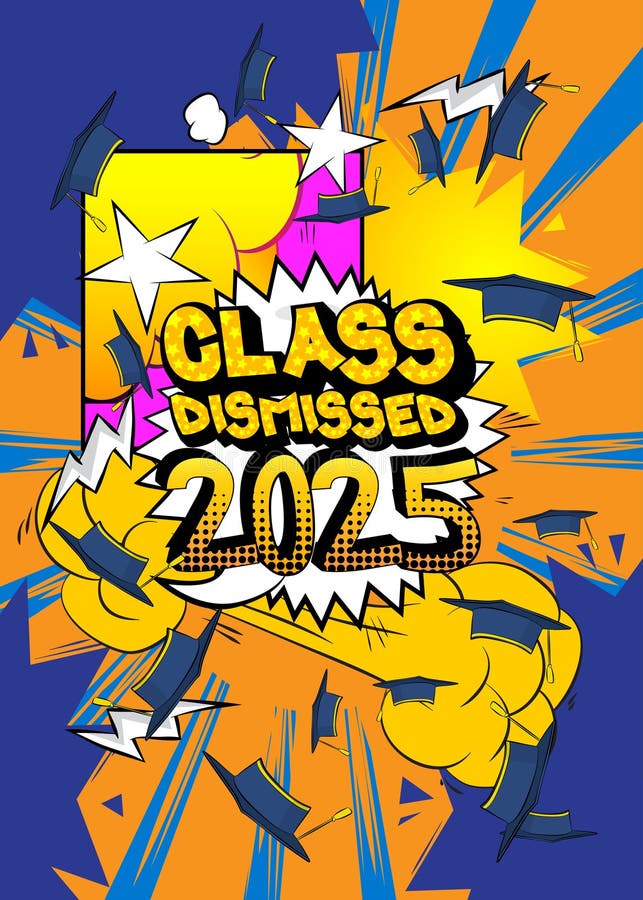 Cartoon Graduation 2025, Comic Book Education Celebration. Retro Vector ...
