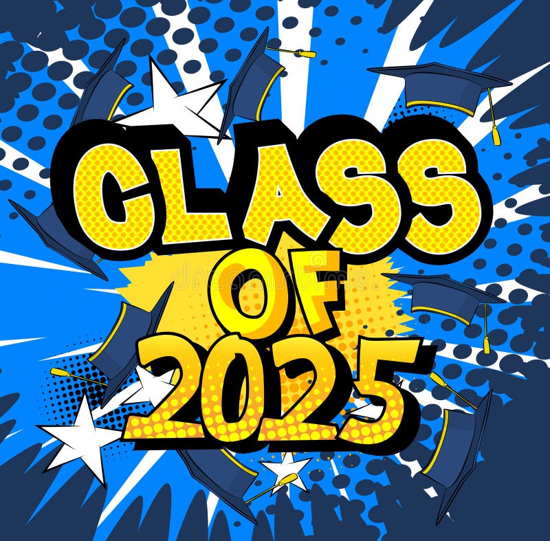 Cartoon Graduation 2025, Comic Book Education Celebration. Retro Vector ...