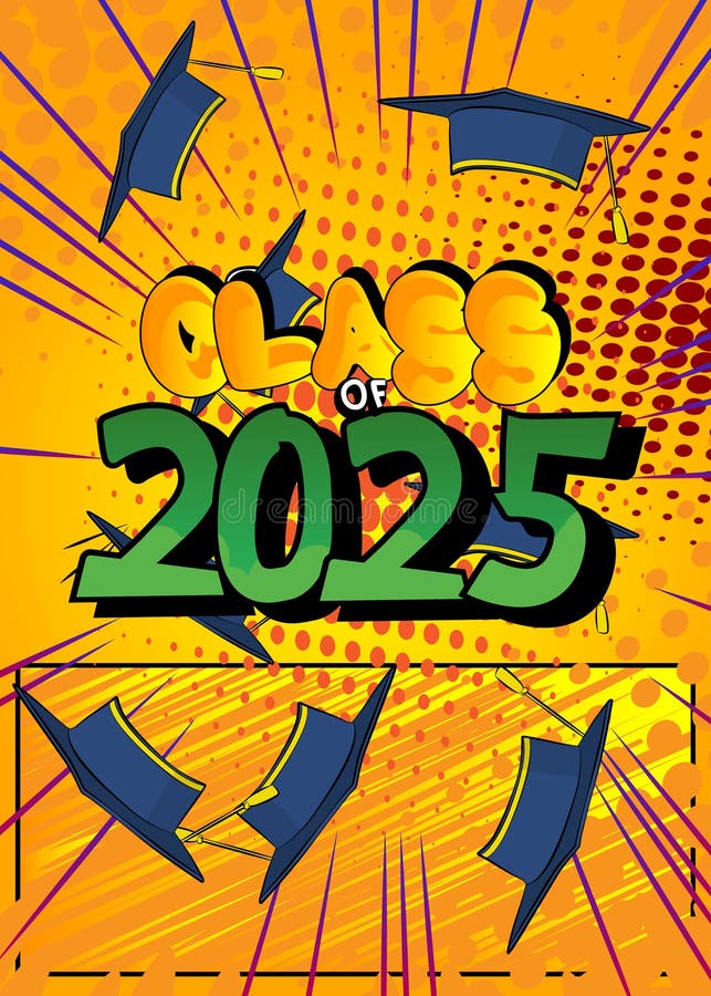 Cartoon Graduation 2025, Comic Book Education Celebration. Retro Vector ...