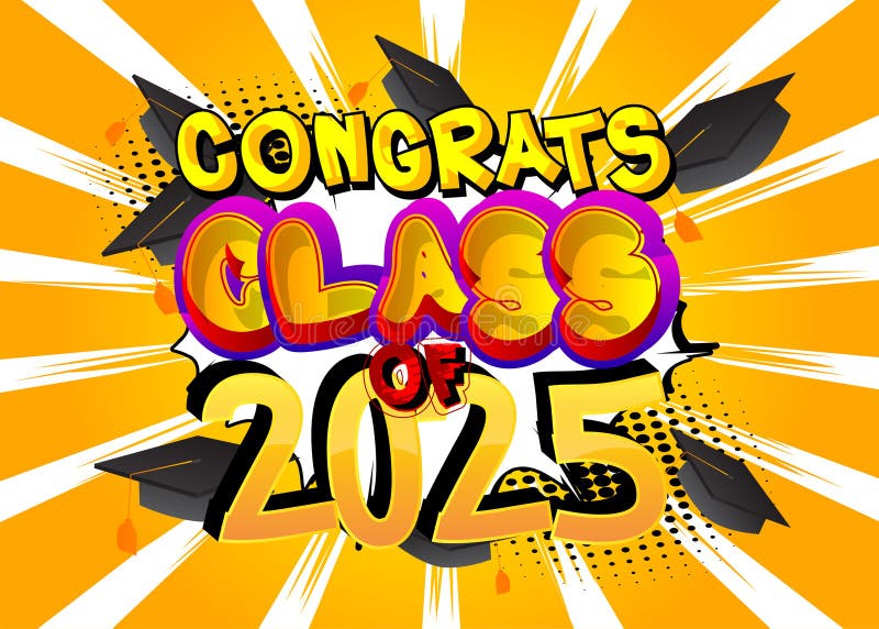 Cartoon Graduation 2025, Comic Book Education Celebration. Retro Vector ...