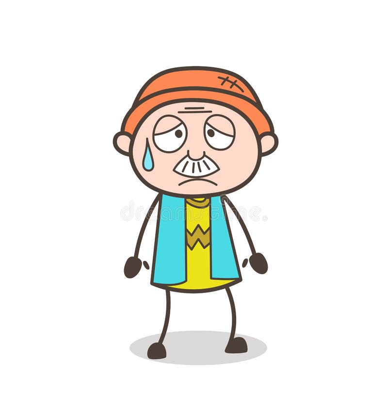 Cartoon Grandpa Disappointed but Relieved Face Expression Stock ...