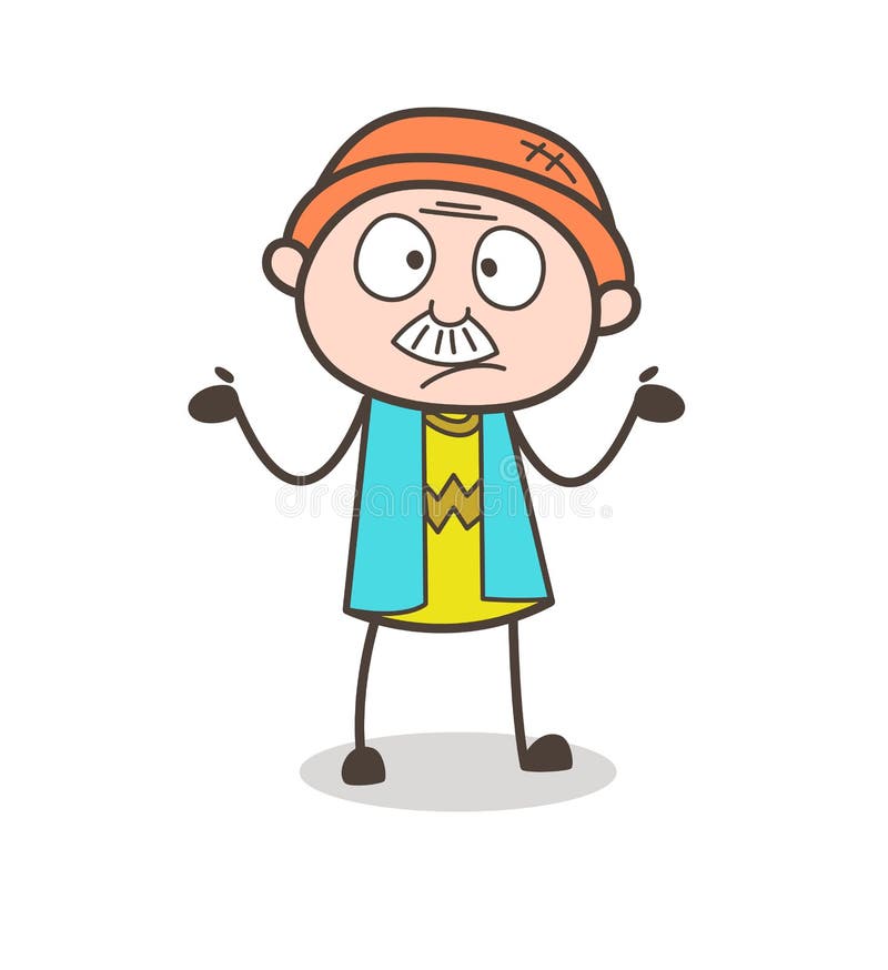 Cartoon Grandpa Unknown Expression Vector Illustration Stock ...