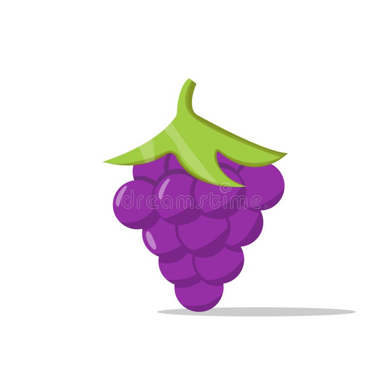 Cartoon Grapes Fruit Flat Design Stock Vector - Illustration of branch ...