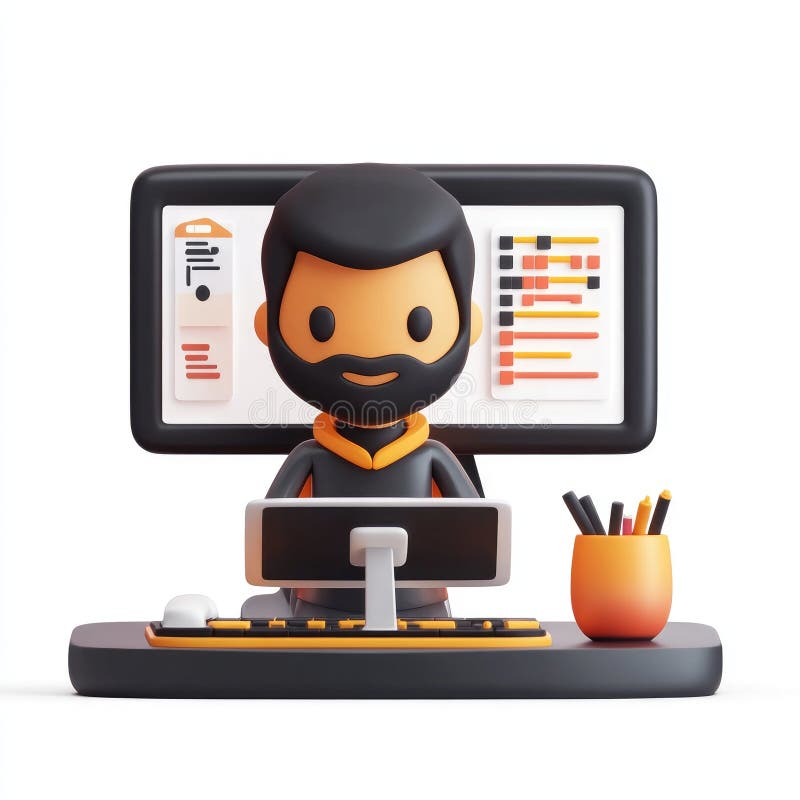 Cartoon Man Working Computer Stock Illustrations – 25,875 Cartoon Man ...