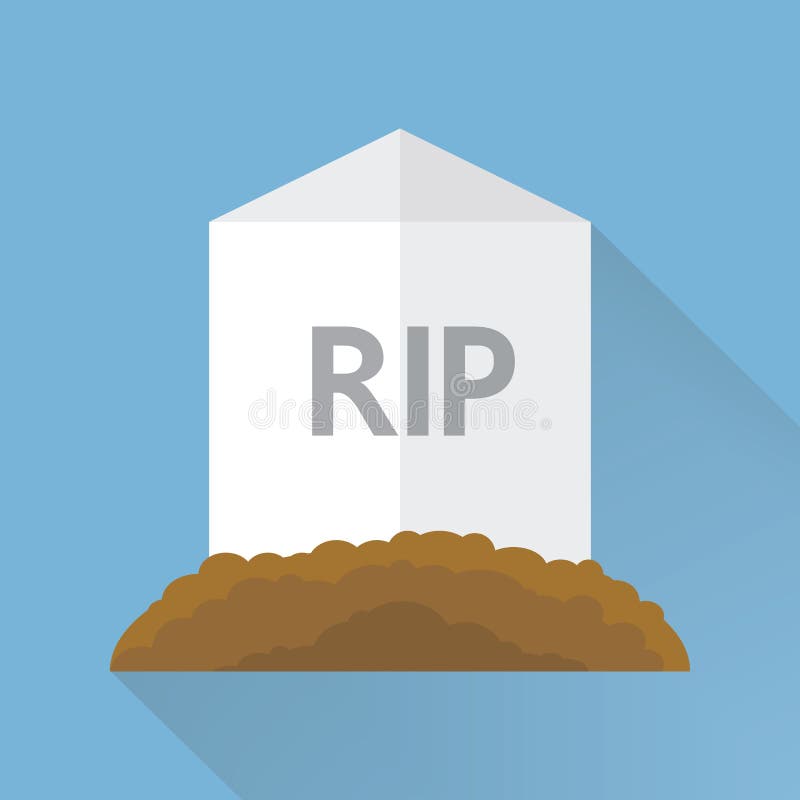 Cartoon Grave With Tombstone And Flower. Vector Illustration Stock ...