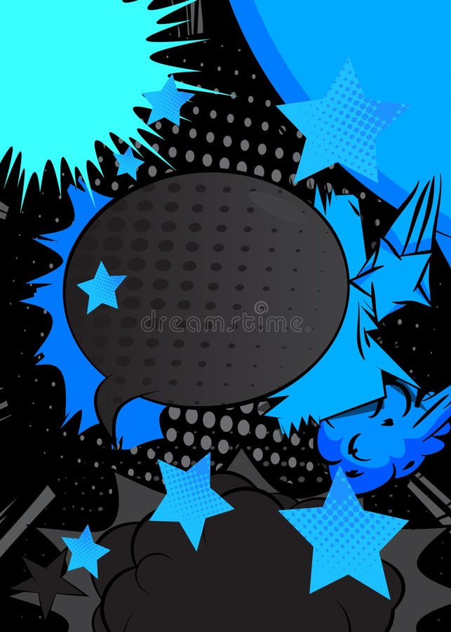 Cartoon Gray and Blue Comic Book Background. Retro Vector Comics Pop ...