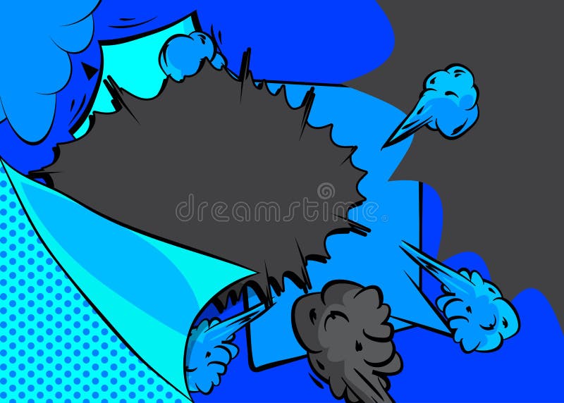 Cartoon Gray and Blue Comic Book Background. Retro Vector Comics Pop ...