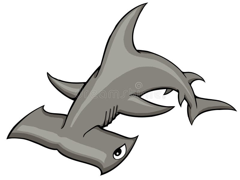 Gray Cartoon Shark with Ocean Bubbles Isolated Stock Vector ...